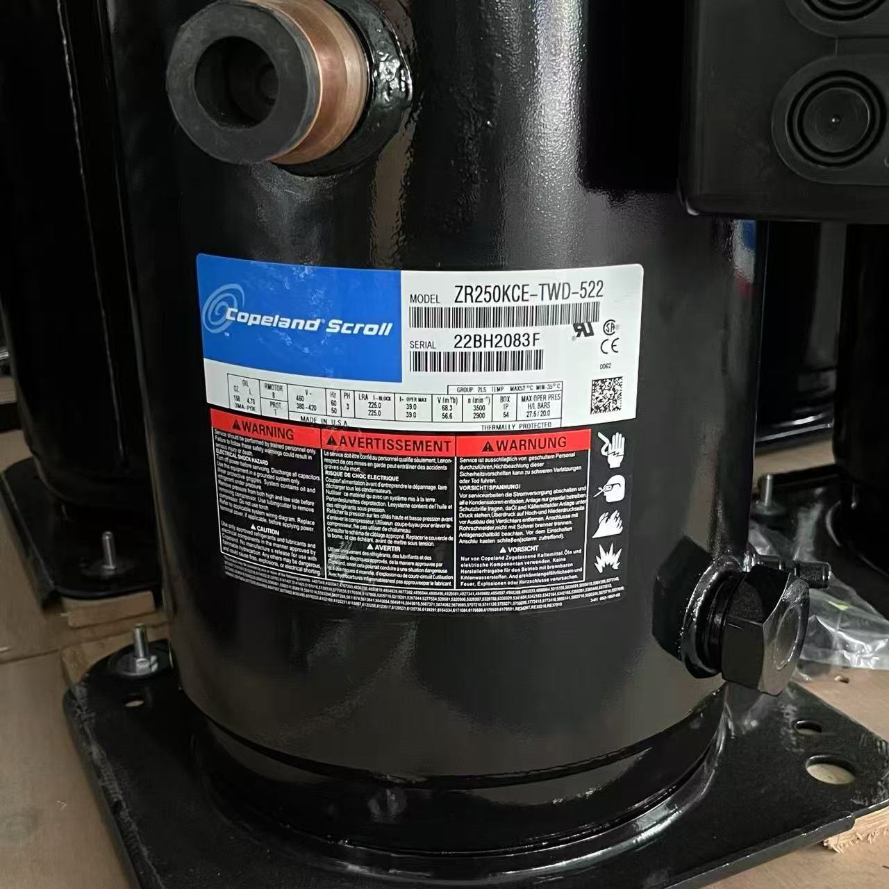 Copeland ZR Serise 20-25HP ZR250KCE-TWD-522 스크롤 에어컨 압축기